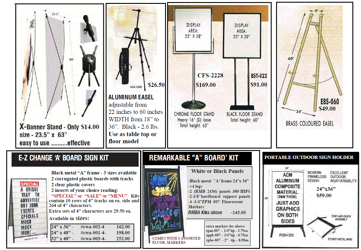 Sign Holders – Floor Stands – Easels – A Board Kits – Graphic Commerce Ltd.