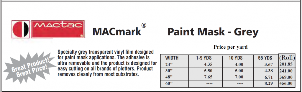 MacTac Grey Paint Mask - Graphic Commerce Ltd.