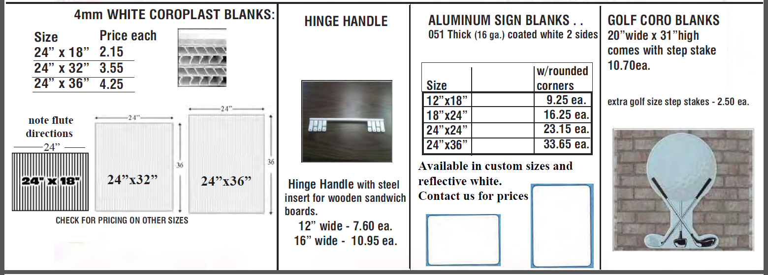 Sign Blanks – “Coroplast” – Hinge Handle – Aluminum Blanks – Graphic ...