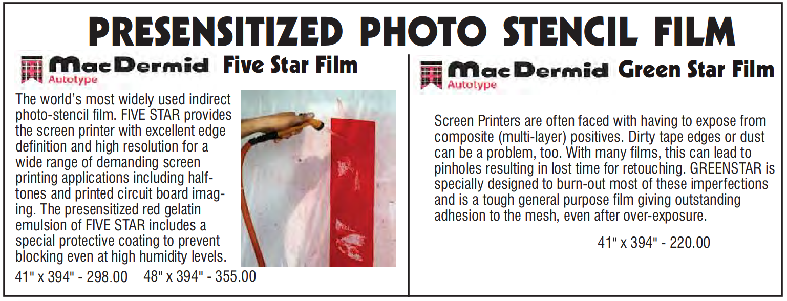 Indirect Screen Stencil Films - Graphic Commerce Ltd.
