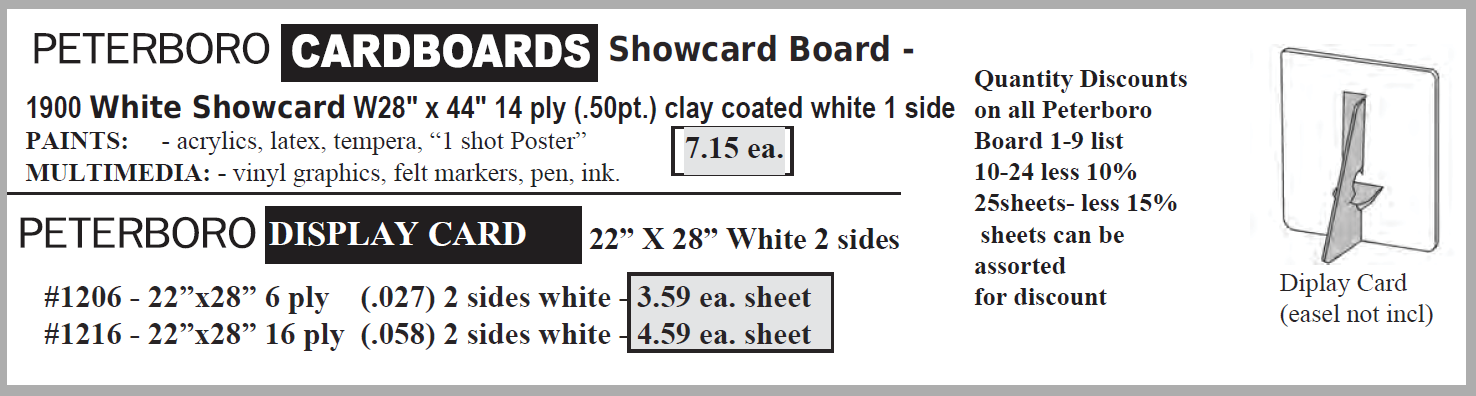 Showcard Board - White - Graphic Commerce Ltd.