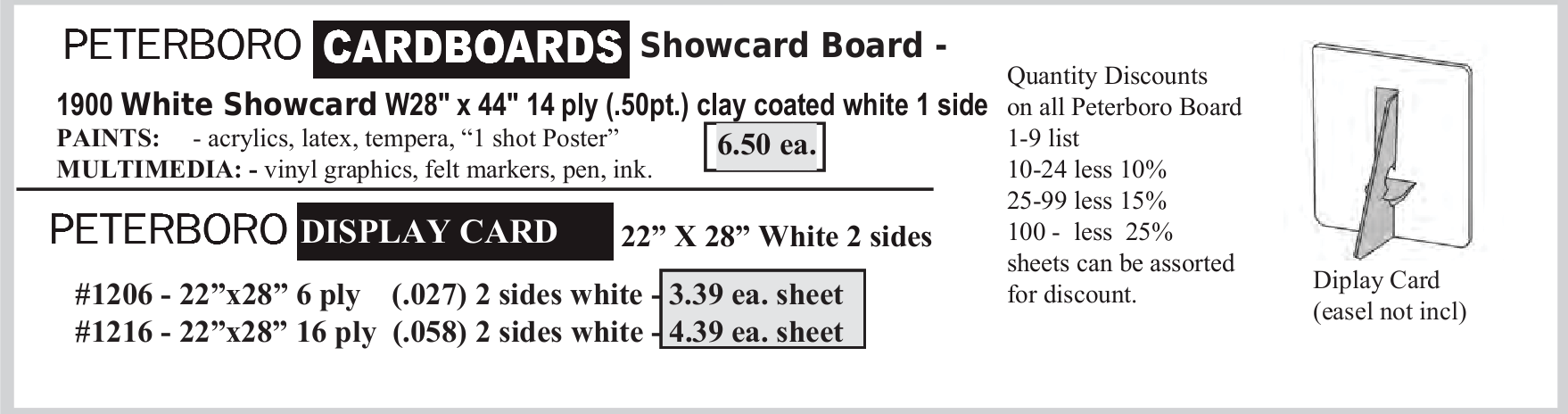 Showcard Board – White – Graphic Commerce Ltd.