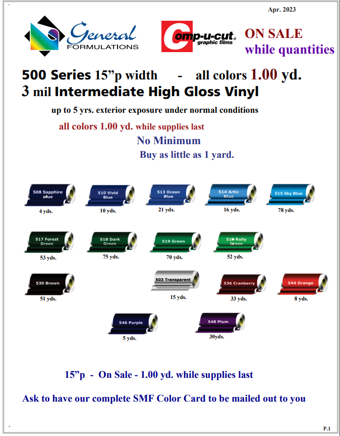 INVENTORY SALE - SIGN VINYL - Graphic Commerce Ltd.